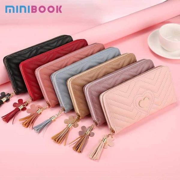Quality Fashion Style Long Wallets for Women PU Leather Tassel Coin Purse Card Holder for sale