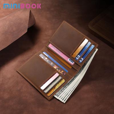 Cina Portafoglio uomo bifold slim in pelle vera con blocco RFID e rivestimento in nylon in vendita
