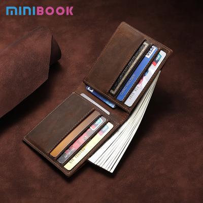 Cina Portafoglio uomo bifold slim in pelle vera con blocco RFID e rivestimento in nylon in vendita