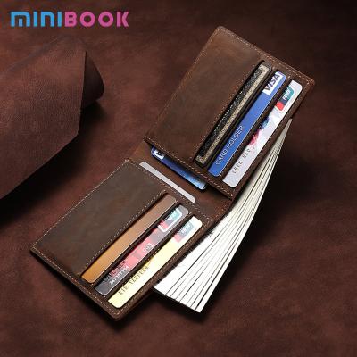 Cina Portafoglio uomo bifold slim in pelle vera con blocco RFID e rivestimento in nylon in vendita