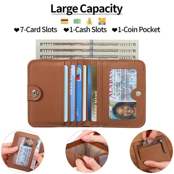 Quality Anti-Theft Lady's Genuine Leather Wallet Short Fashion Cute Pocket Purse Three for sale