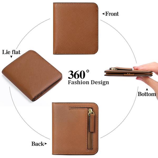 Quality Anti-Theft Lady's Genuine Leather Wallet Short Fashion Cute Pocket Purse Three for sale