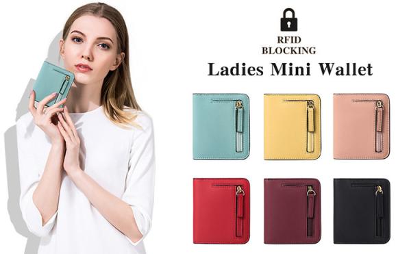 Quality Anti-Theft Lady's Genuine Leather Wallet Short Fashion Cute Pocket Purse Three for sale