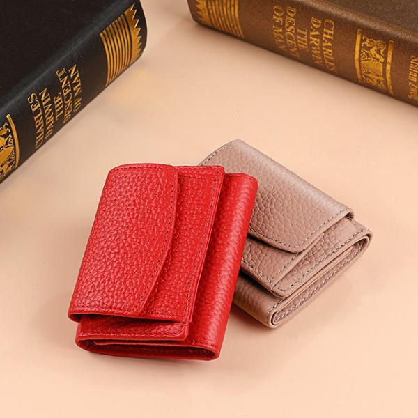 Quality Compact Size GENUINE LEATHER Credit Card Wallet for Women's Short Purse 2023 for sale