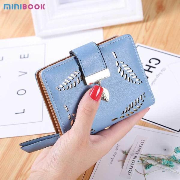 Quality Custom Decoration PU Leather Women Short Wallet with Zipper Closure and Card for sale
