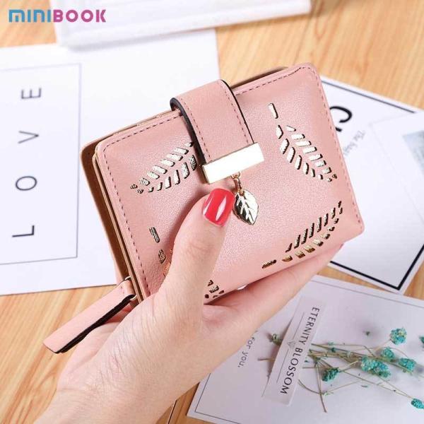 Quality Custom Decoration PU Leather Women Short Wallet with Zipper Closure and Card for sale