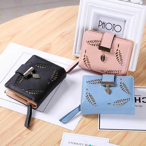 Quality Custom Decoration PU Leather Women Short Wallet with Zipper Closure and Card for sale