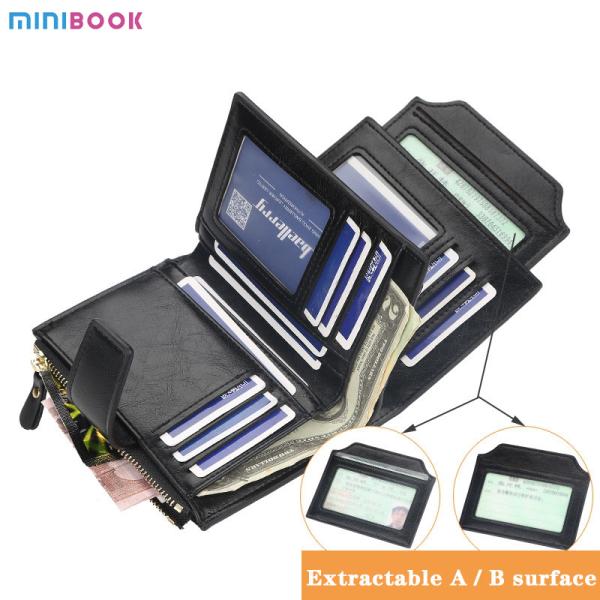 Quality Multifunctional Leather Wallet with Clamshell Closure and Card Storage for sale
