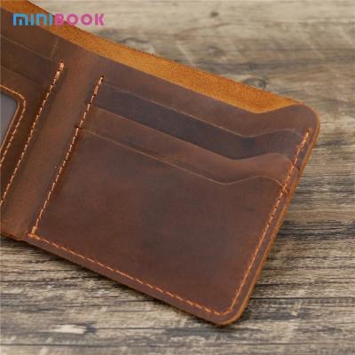 China GENUINE LEATHER Vintage Style Card Holder Clip Wallet with Multi Function Minibook for sale