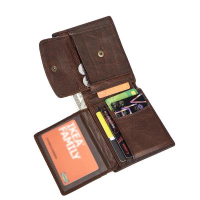 Cina Top Grain Real Leather Vintage Designer Slim Laser Engraving RFID Portafoglio in pelle maschile in vendita