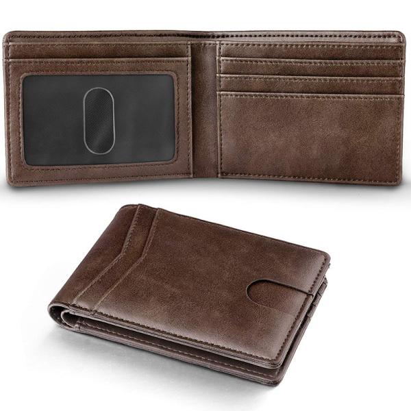 Quality Men's Crazy Horse Leather Multi-card Bank Card Holder with Zipper and RFID Protection for sale