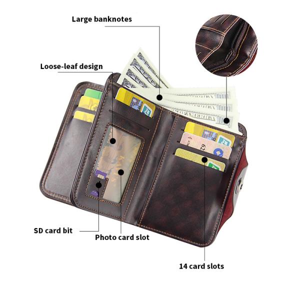 Quality Large Capacity Men's Multi Function Wallet with Magnetic Buckle and Waterproof for sale