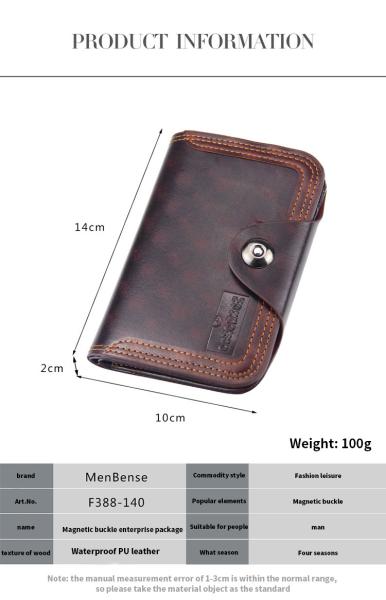 Quality Large Capacity Men's Multi Function Wallet with Magnetic Buckle and Waterproof for sale