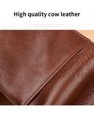 China Cartera de cuero real delgada para hombres con tipo de cierre abierto en venta