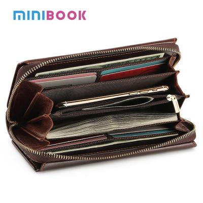 中国 レトロ オイルワックス オリジナル レザー 男性財布 マルチカード位置とジッパーデザイン 販売のため