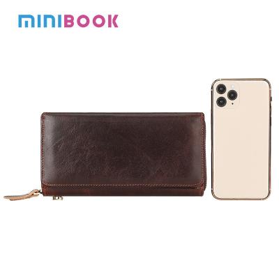 中国 レトロ オイルワックス オリジナル レザー 男性財布 マルチカード位置とジッパーデザイン 販売のため