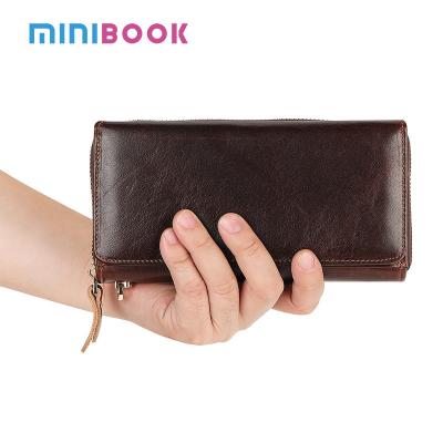 中国 レトロ オイルワックス オリジナル レザー 男性財布 マルチカード位置とジッパーデザイン 販売のため