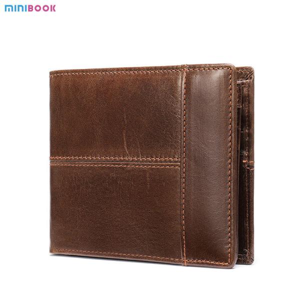 Men's Genuine Leather RFID Blocking Wallet Minimalist Crazy Horse Slim Credit Card Holder