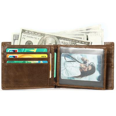Cina Portafoglio RFID in cuoio originale per uomo Minimalista Crazy Horse Slim in vendita