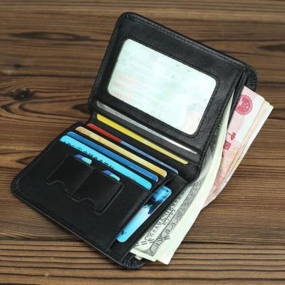 China Custom Logo Crazy Horse Leather Men's Bifold Wallet with Rfid Blocking Protection à venda