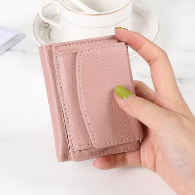 Cina Solid Color Women's Mini Credit Card Holder Leather Coin Purse Wallet For Daily Life in vendita