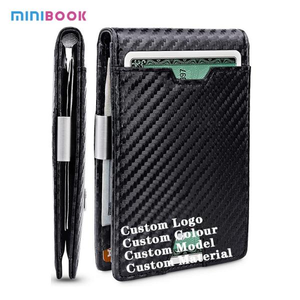 Quality Minibook Rfid Clip Carbon Fiber Wallet Clip Card Holder for Organizing Business for sale