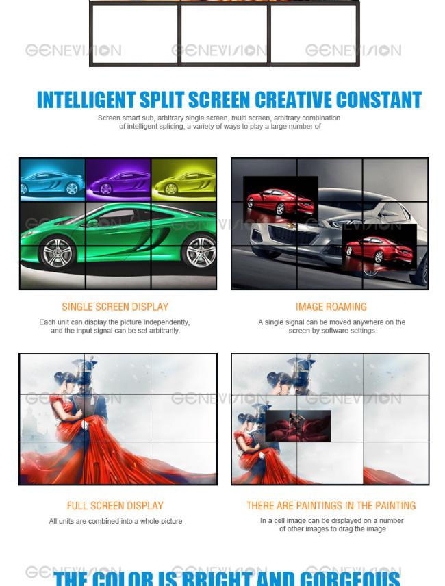 55 inch splicing screen TV wall with bracket floor standing 3.5mm narrow bezel seamless video wall screen