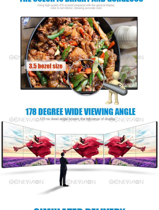 55 inch splicing screen TV wall with bracket floor standing 3.5mm narrow bezel seamless video wall screen
