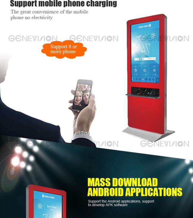 floor standing digital signage LCD ad player advertising and mobile phone charging station