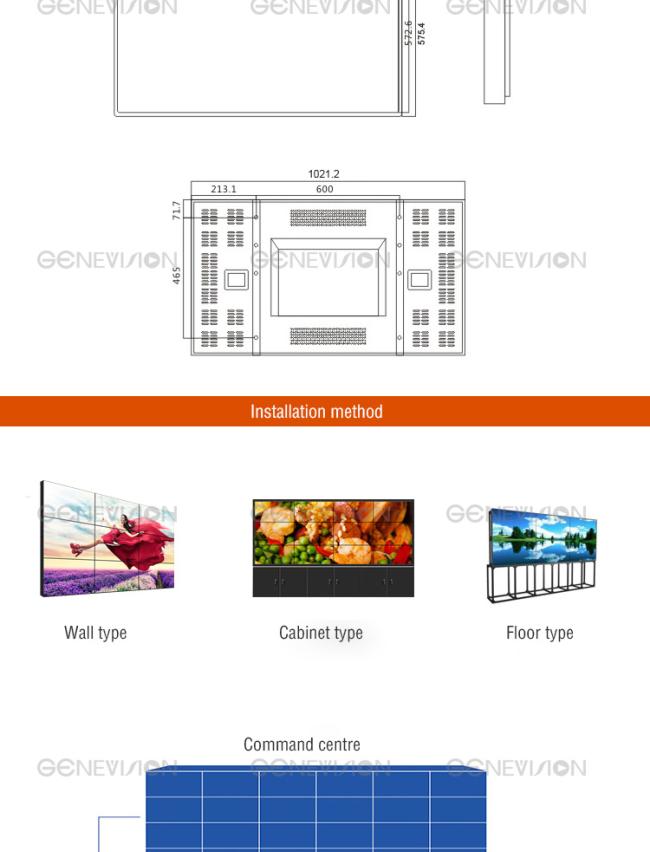 46 inch TV wall with cabinet floor standing high brightness advertising splicing screen ultra narrow bezel 5.5mm seamles