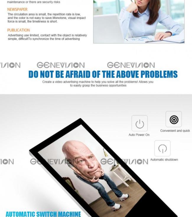 18.5 elevator vertical digital signage / LCD advertising player slim monitor 1080p