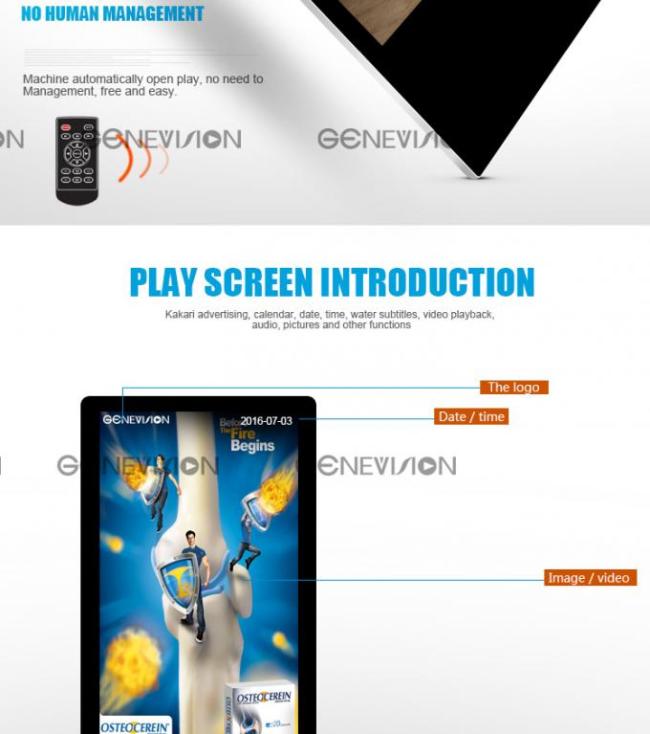 18.5 elevator vertical digital signage / LCD advertising player slim monitor 1080p