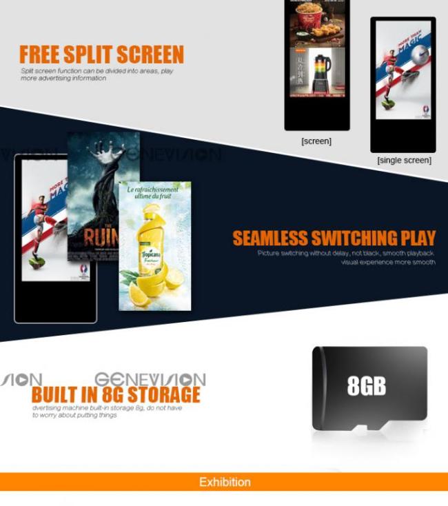 18.5 elevator vertical digital signage / LCD advertising player slim monitor 1080p