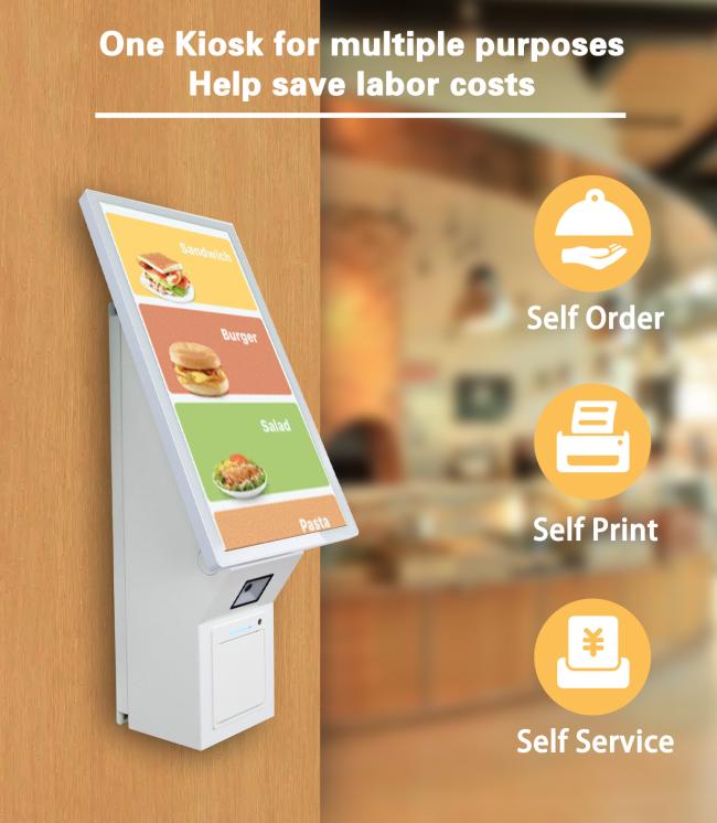21.5 inch self-service kiosk with thermal printer