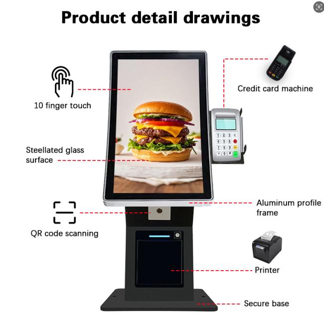 23.6 Inch Curved Touch Screen Kiosk - Side View