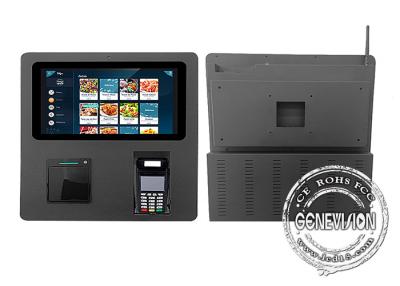 China Black Wall Mount Self Service Touch Screen Kiosk 15.6'' With POS Holder And Thermal Printer for sale