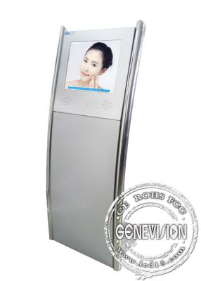 China 19inch Capacitive Touch Screen Kiosk Silver Slim Commercial Display Curved-shape Advertising Kiosk for sale
