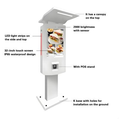 China 32Inch Outdoor Android PC Self Service Payment Kiosk with LED Strip for sale