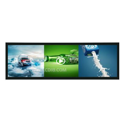 Pantalla LCD publicitaria con barra estirada de 28,6 pulgadas para estantes, para centros comerciales y supermercados