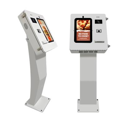 China 15.6inch Cashless Payment Kiosk with Inbuilt Sticker Printer Camera Microphone NFC and QR Code Scanner Waterproof for sale