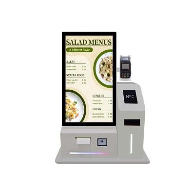 China 24inch Desktop WIFI Cash/NFC Online Payment LCD Touch Screen Kiosk Multi-touch Capacitive Display with Printer POS Stand for KFC MacDonalds Restaurant High Quality Player for sale