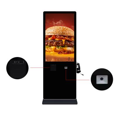 中国 43インチ イヤフォンプリンター AI インタラクティブなタッチスクリーン キオスク QRコードスキャンカメラ 販売のため