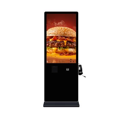China 43inch Earphone Printer AI Interactive Touch Screen Kiosk with QR Code Scanner Camera for sale