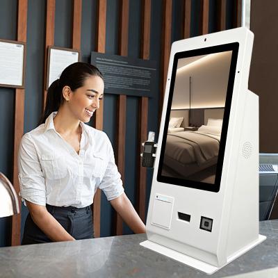 China 24inch Hotel Reception Desk Card Dispenser Self Check In Out Payment Machine with Camera for sale