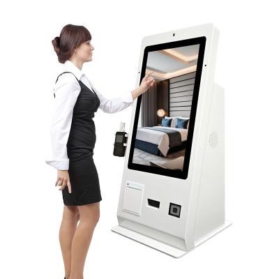 China 24 Inch Card Dispenser Machine NFC Card Dispenser Hotel Self Check in Kiosk with Card Dispenser QR Code Scanner for sale