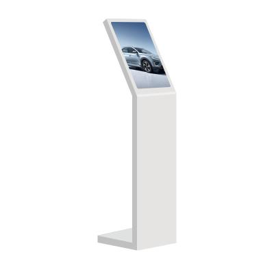 China 18.5 21.5 Inch Self Service Digital Interactive Information Kiosk L Type Vertical Screen Touch Screen Kiosk White for sale