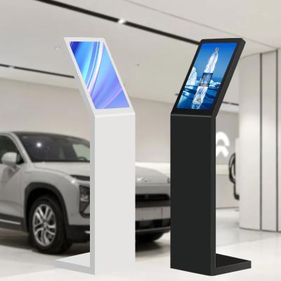 China 18.5 21.5 Inch Self Service Digital Interactive Information Kiosk L Type Vertical Screen Touch Screen Kiosk White for sale