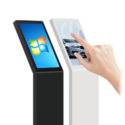 China 18.5 21.5 Inch Self Service Digital Interactive Information Kiosk L Type Vertical Screen Touch Screen Kiosk White for sale