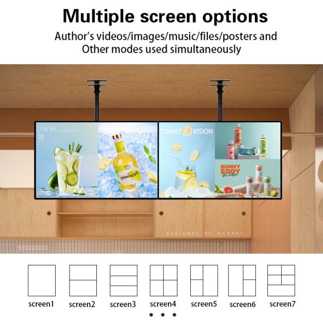 32 inch digital advertising display showing menu content