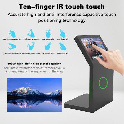 China 21.5 to 65 Inch Touch Screen LCD Display Base with LED Ring Light, Stable Interactive Monitor Stand for Business Presentation and Entertainment for sale